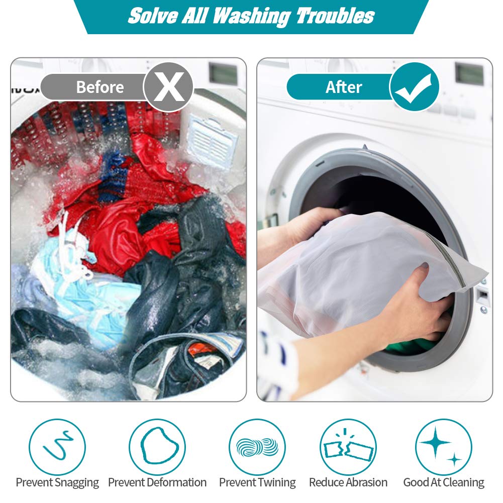 Laundry Bags (2*M), 2PCS, Medium.Premium Fine Mesh Laundry Bag. To Prevent Snagging, Wrinkling, Tweaking, Twine, and Reduce Abrasion, Protecting Delicates Cleaning, Store and Packing Luggage.