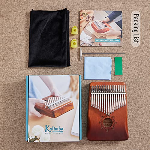 Byla Kalimba 17 Solid Wood Mahogany Portable Thumb piano Finger piano Gradient Brown Mbira Calimba Marimba Musical Instruments for Adults and Beginners