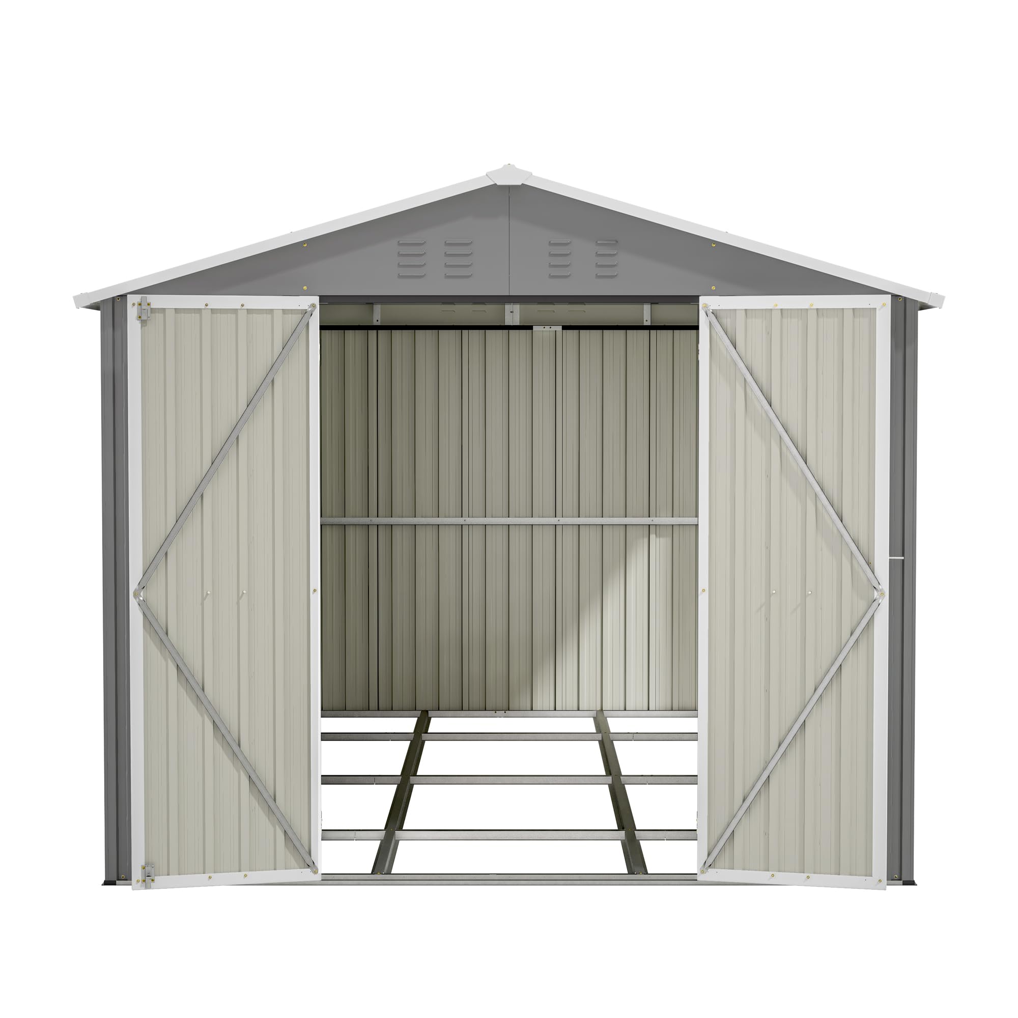 Evedy 10x8 FT Outdoor Storage Shed, Large Metal Tool Sheds with Updated Frame Structure and Lockable Doors, Garden Shed Storage Sheds Outdoor Tool House Shed for Backyard Garden Patio Lawn