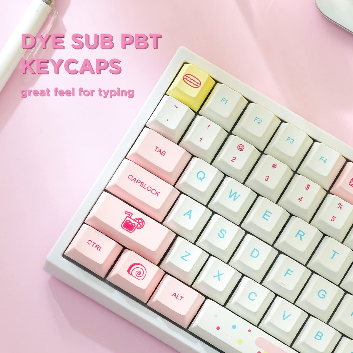YUNZII Macaron 84 84-Key RGB Hotswap Wired Mechanical Gaming Keyboard with PBT Dye-subbed Keycaps for Mac/Win/Gamers (Gateron Black Switch,Macaron)