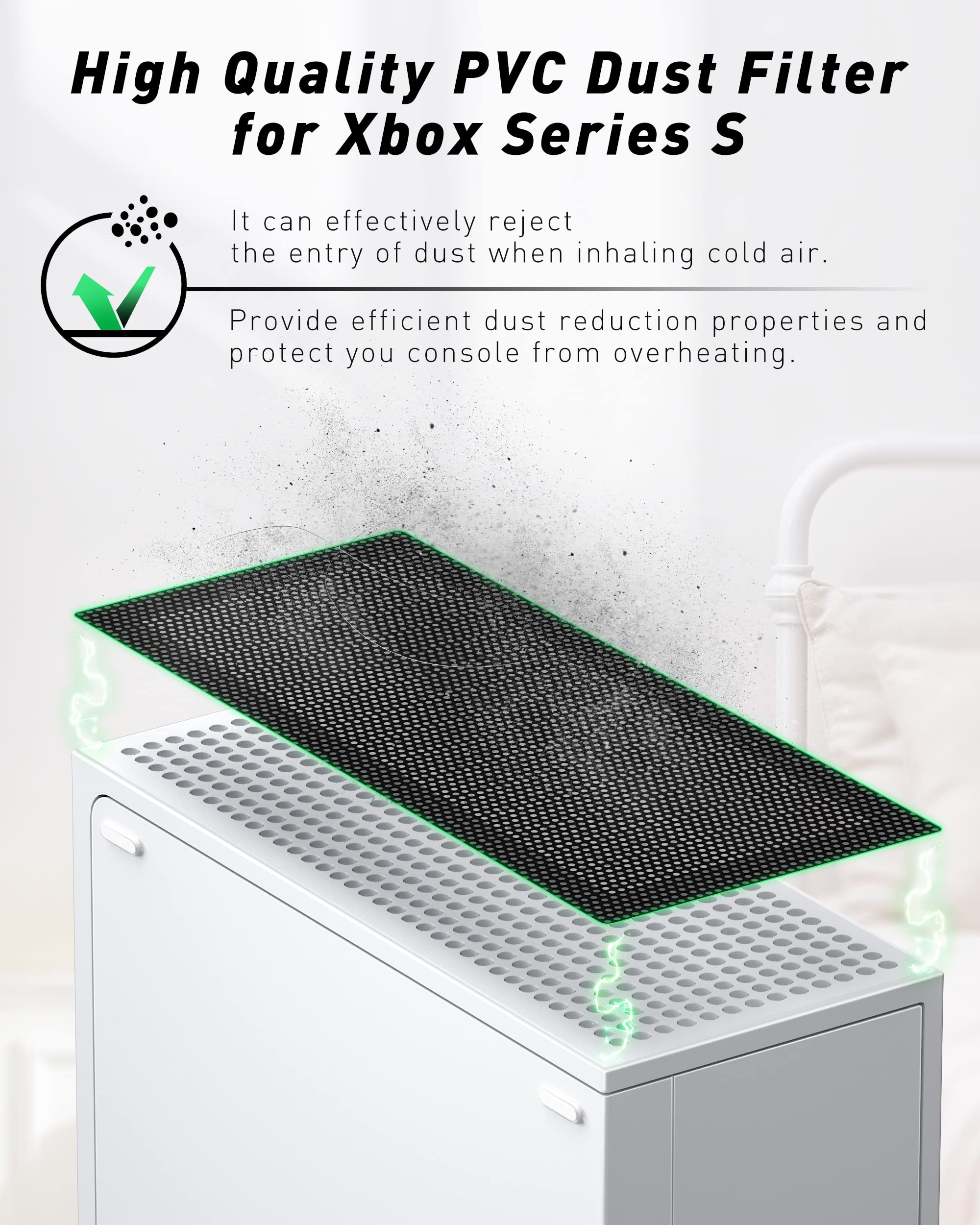 ZAONOOL Dust Filter Set for Xbox Series S Console - Include 7 Silicone Dust Protector and 4 PVC Mesh Filter Covers