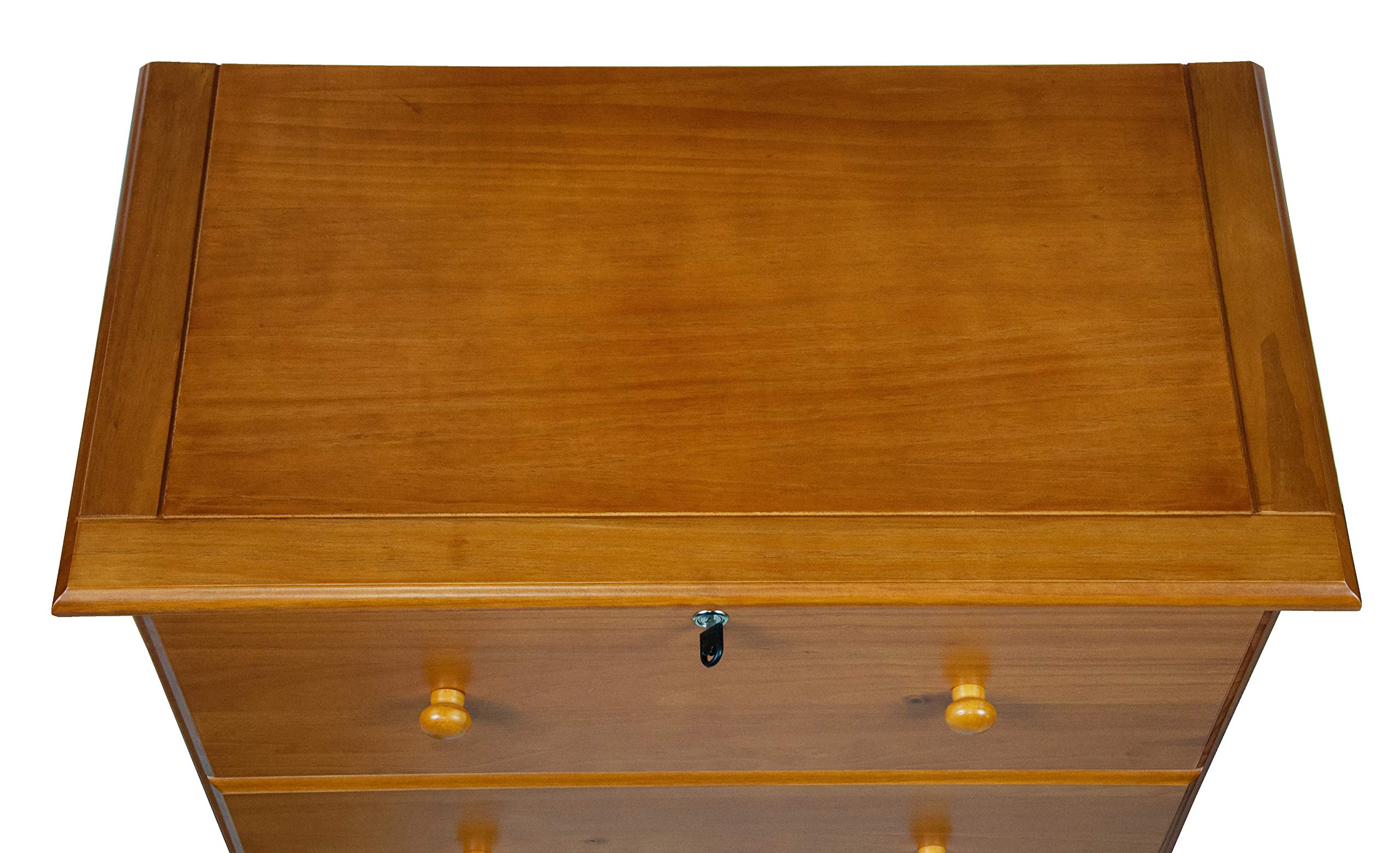 Palace Imports 100% Solid Wood 5-Super Jumbo Drawer Chest with Lock, Honey Pine, 31.75โw x 59.75โh x 17โ d, Lock and Key Included. Requires Assembly.