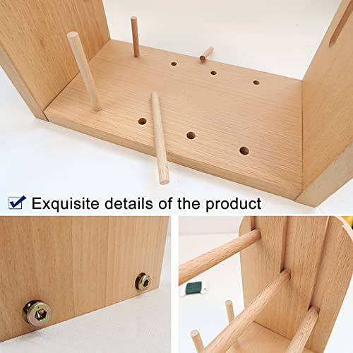 PhantomSky Wooden Spinning Yarn, Thread Holder/Thread Rack Multifunctional with 11 Vertical Spindles - for Sewing, Quilting, Embroidery, Hair-braiding, DIY Making
