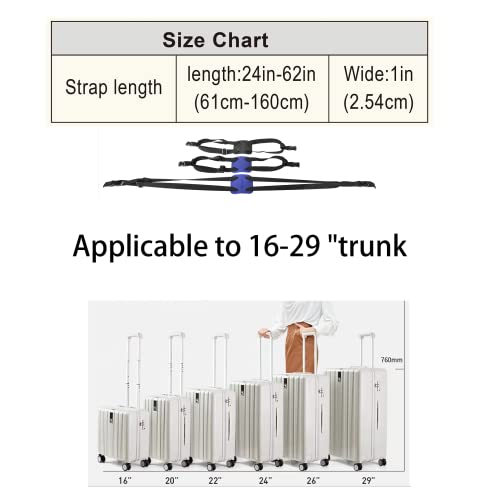 Luggage Straps Bag Bungee for Luggage, High Elastic Suitcase Adjustable Belt Bag Bungees with Buckles (Black/Blue)