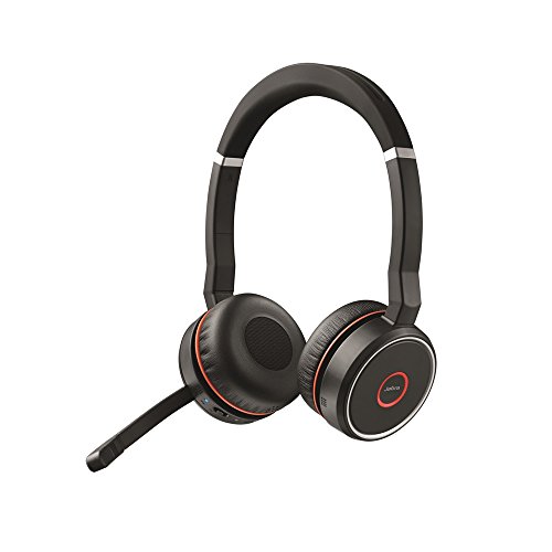 Jabra Evolve 75 MS Wireless Headset, Stereo ā Includes Link 370 USB Adapter ā Bluetooth Headset with World-Class Speakers, Active Noise-Cancelling Microphone, All Day Battery