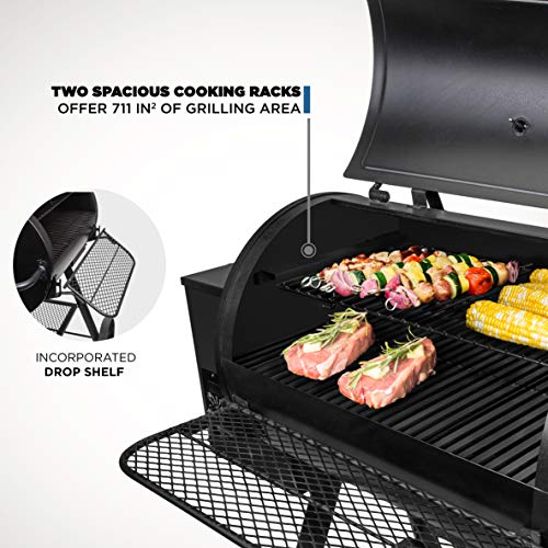 Ivation Automatic Wood Pellet Smoker & Grill | All-in-1 Electric Offset BBQ Smoker w/Digital LCD Precise Temperature Control, Built in Meat Probe, Flame Tamer, Utensil Rack & Grease Bucket