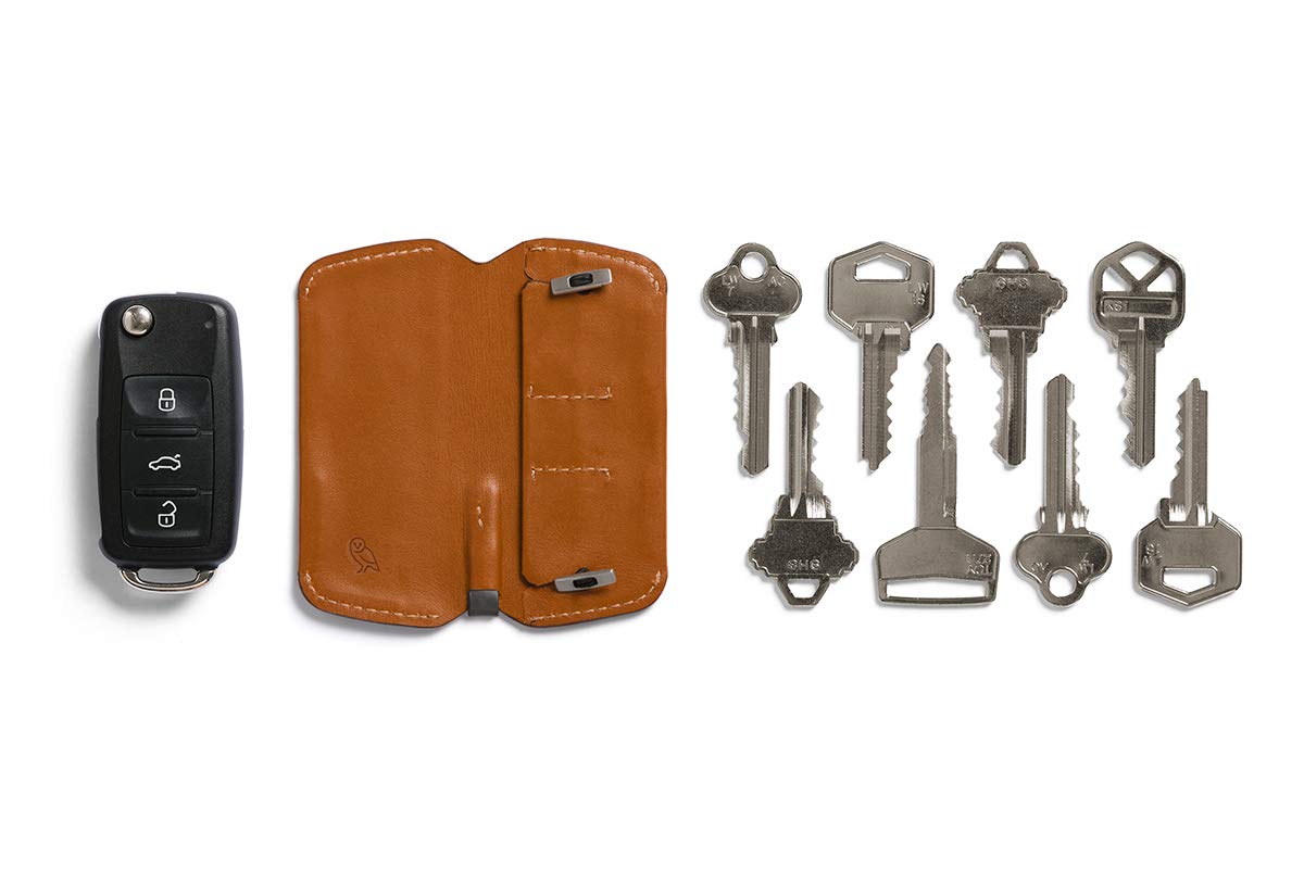 Bellroy Key Cover Plus, Second Edition (Slim Leather Key Organizer, Minimalist Bifold Design with Magnetic Closure, Holds 4-8 Keys) - Caramel