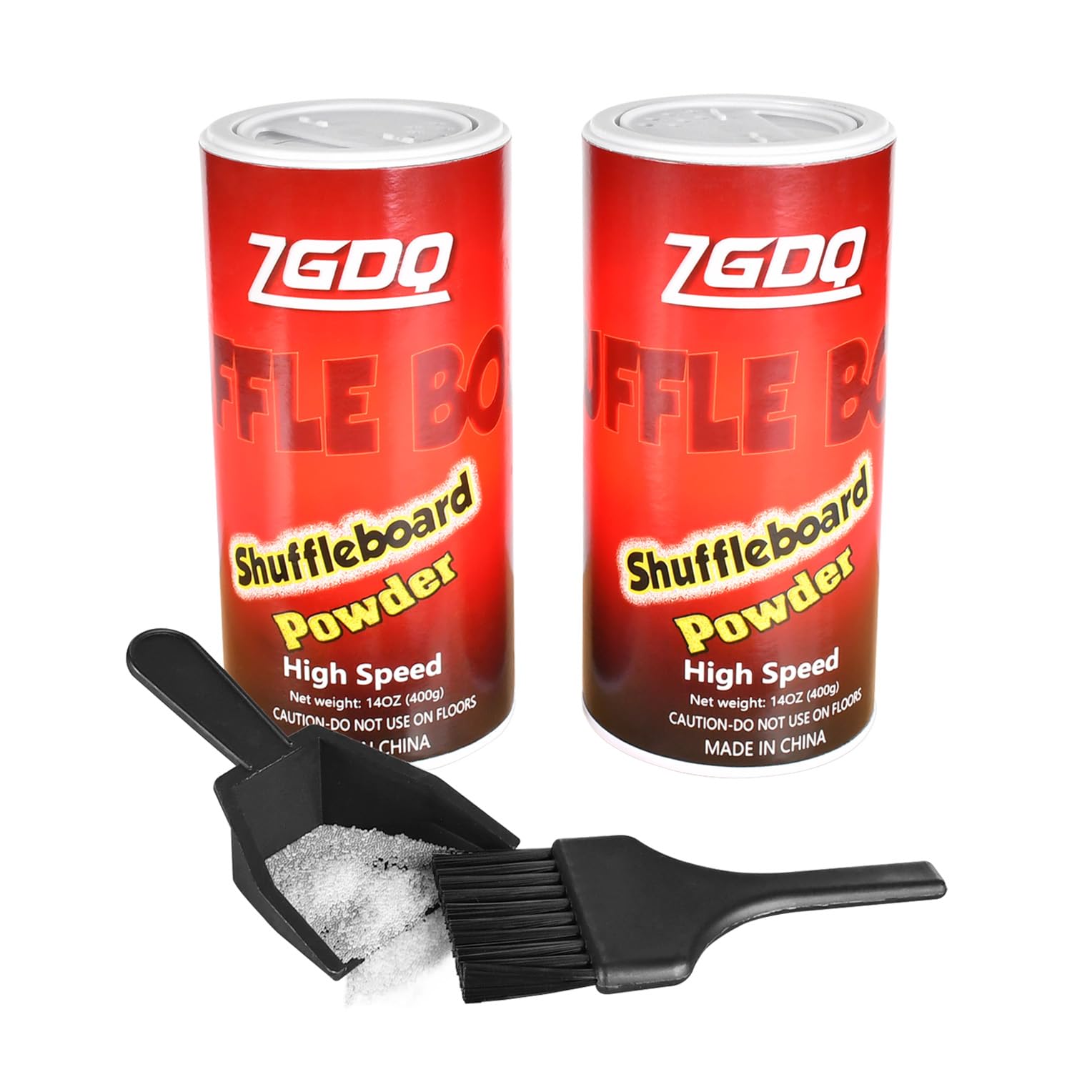 ZGDQ Shuffleboard Sand Shuffleboard Powder Wax with Mini Broom Sets-2 Cans 14OZ