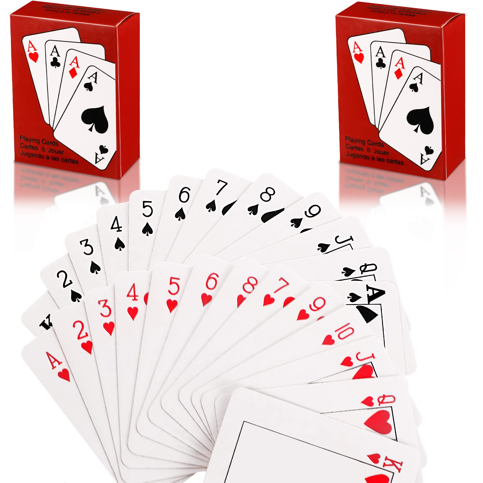 Zhanmai 2 Decks of Playing Cards Mini Playing Cards Small Playing Cards Tiny Cards Deck Miniature Traveling Poker Deck Cards for Party Game Supply, 2.2 x 1.57 Inches