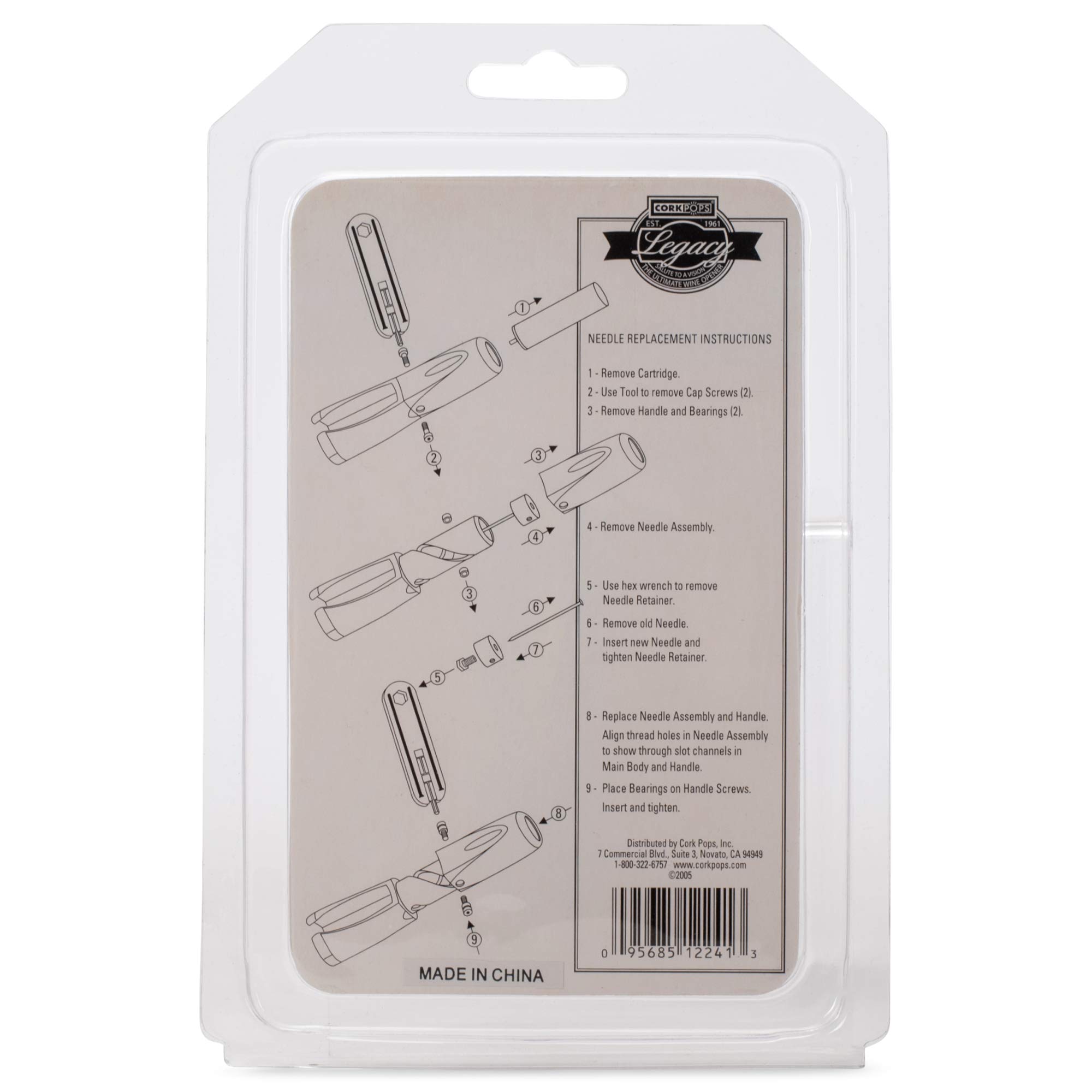 Cork Pops Legacy Wine Bottle Opener 2 Needle Replacement Tool Kit
