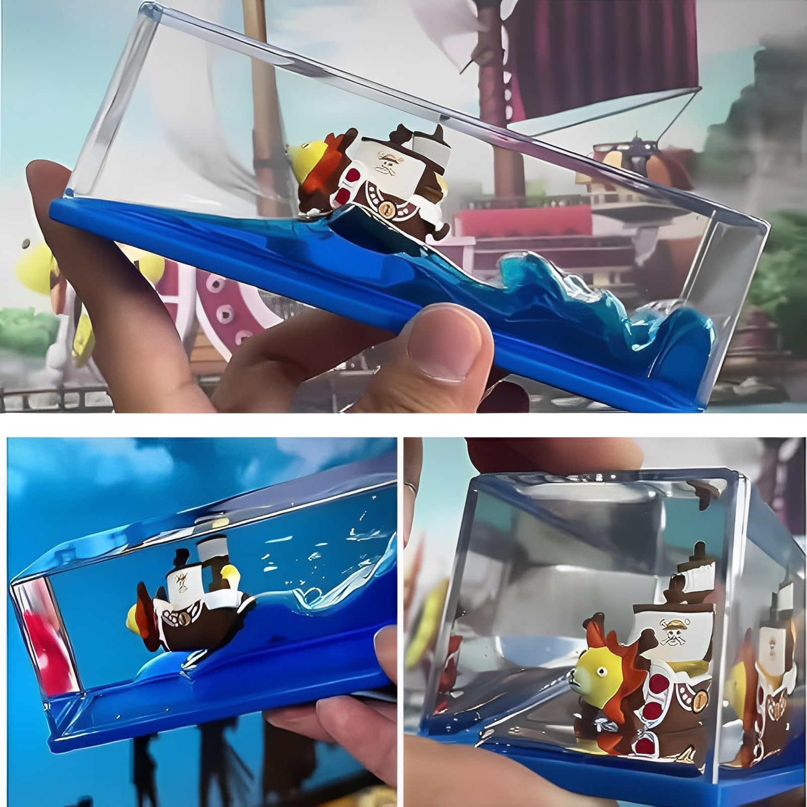 Ecqizer Unsinkable Ship in A Bottle, Cruise Ship Fluid Drift Bottle, Unsinkable Boat in A Box That Never Sinks for Home Decor Display, Holiday Gifts for Friends (Thousand Sunny), PLCP-01
