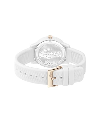 Lacoste 12.12 Women's Quartz Plastic and Silicone Strap Watch, Color: White (Model: 2001211)