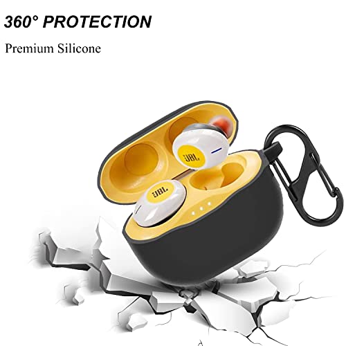 LiZHi Case for JBL Tune 125TWS/120TWS, Soft Silicone Skin Cover Anti-Scratch Protective Case with Keychain for JBL Tune 125TWS/120TWS True Wireless Headphone,Black