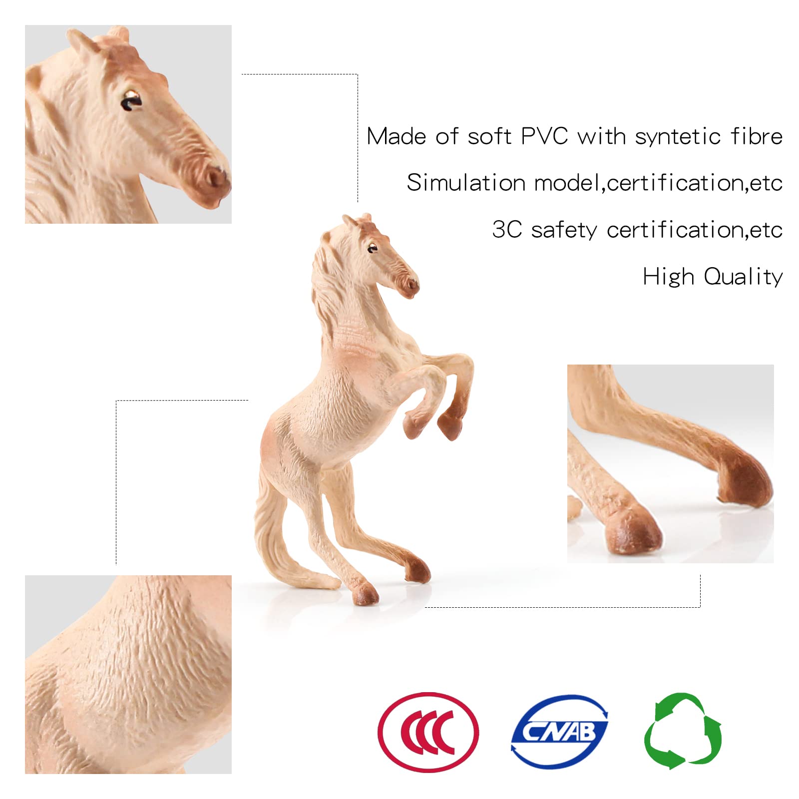 WONWONTOYS 12PCS Realstic Mini Horse Figurines Toy Palyset Arabian Horse Hannover Horse Morgan Stallion Solid Steed Model Set Early Educational Cognitive Toy for Kids