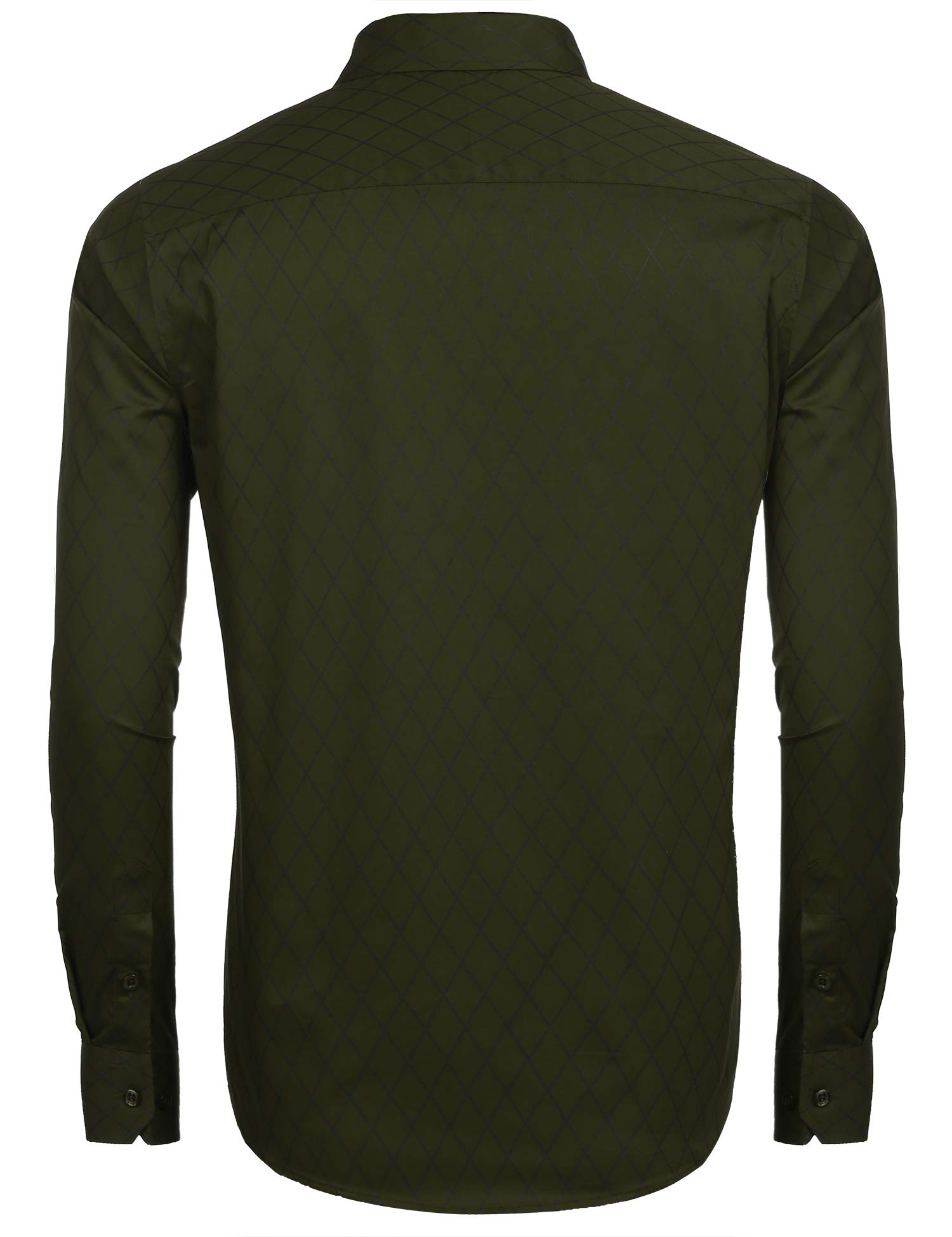 COOFANDY Mens Business Dress Shirt Long Sleeve Slim Fit Casual Button Down Army Green, Large
