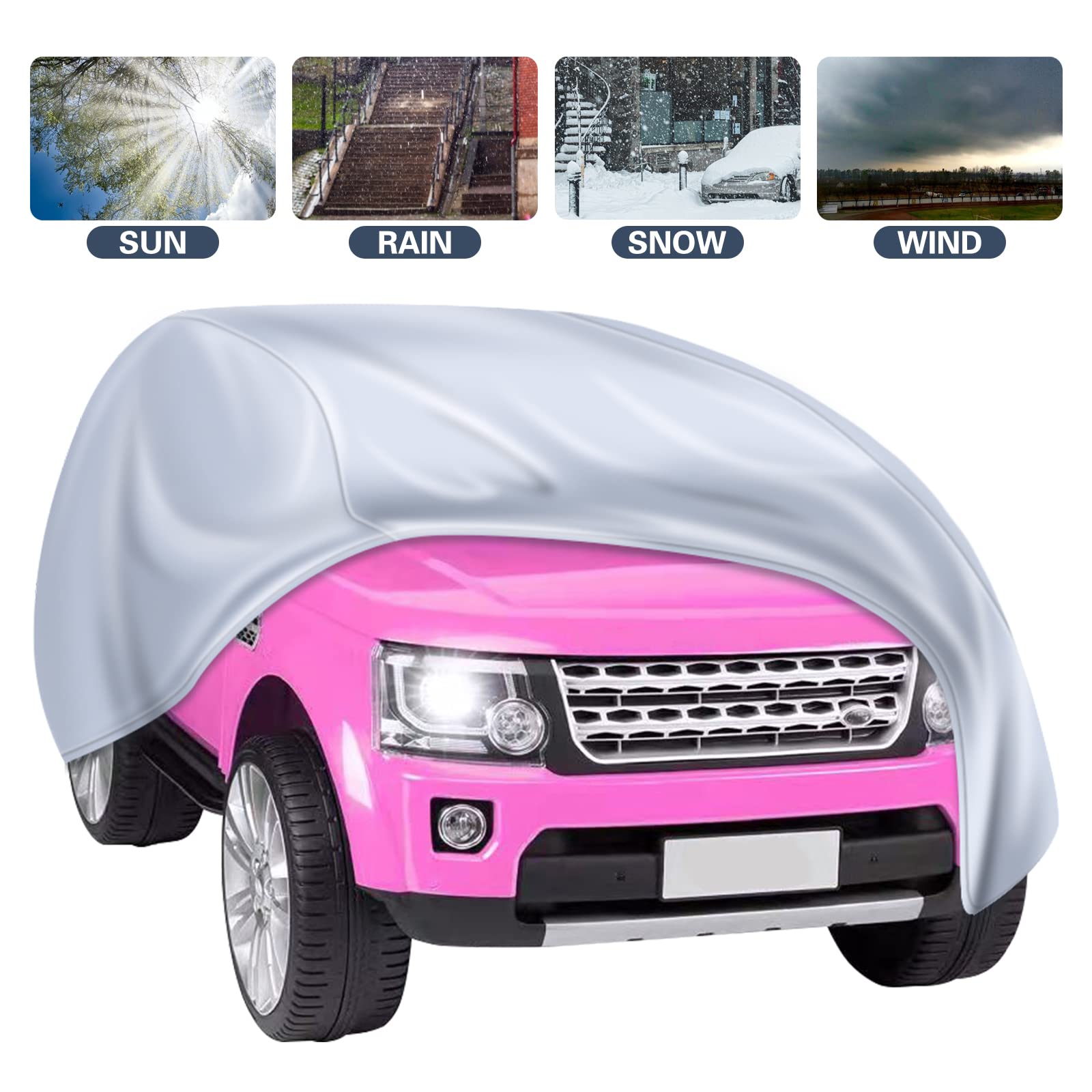 ZHYAWZA Kids Ride-On Toy Car Cover, Outdoor Waterproof Protection for Electric Battery-Powered Children's Wheeled Toy Car-General Type ๏ผ Against Wind, Rain,Snow and Dust, 52" L x 28.2" W x 24" H