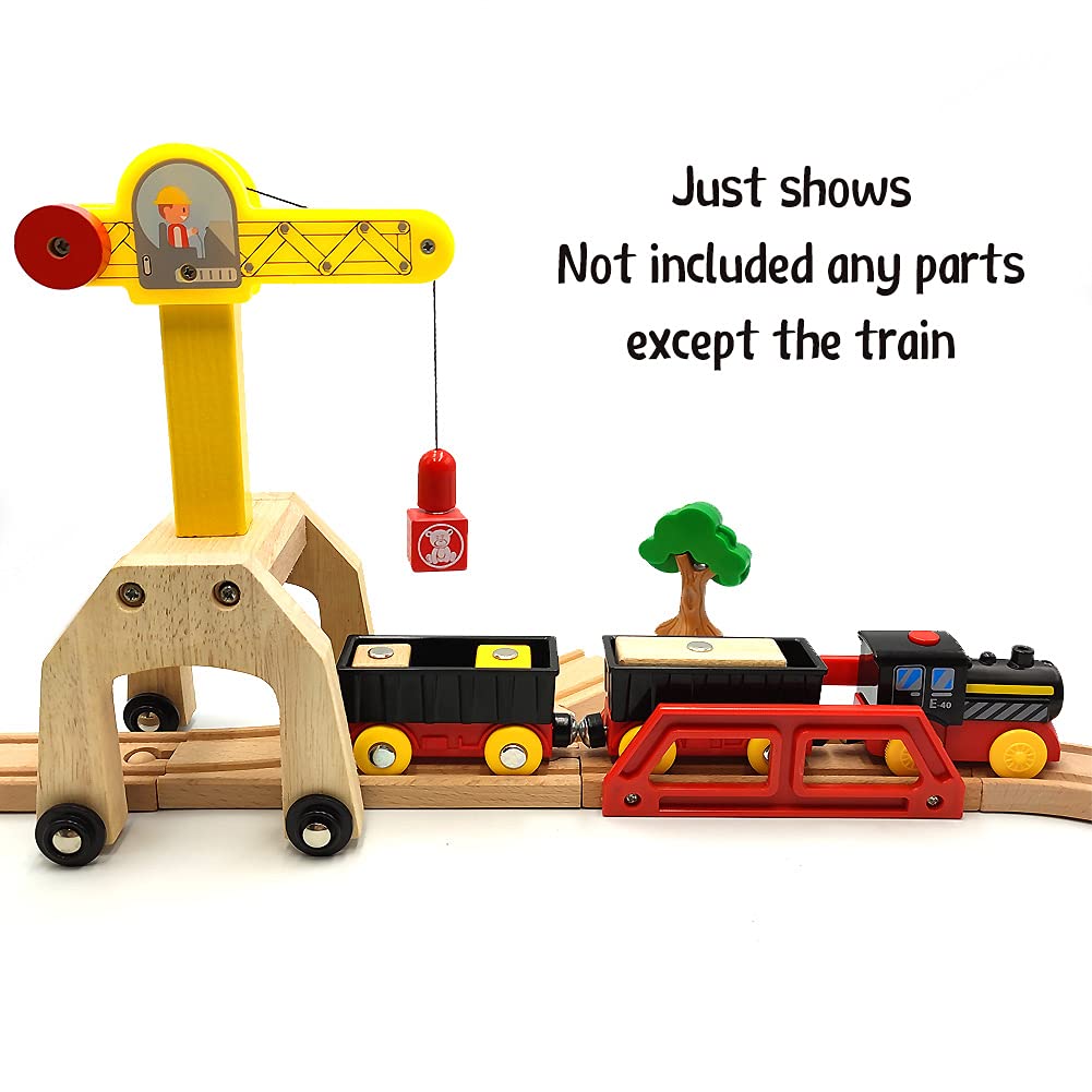 Wooden Magnetic Train Set Battery Operated Freight Train for Train Tracks Toy for Toddlers 3 4 5 Years Old Boys Girls (without Battery)