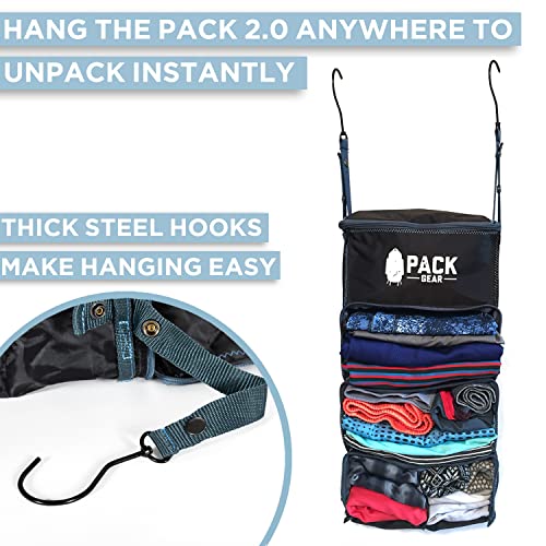 Pack Gear Suitcase Organizer | Pack More in your Large or Carry On Luggage | Unpack Instantly with these Compression Packing Cubes for Suitcases | Hanging Shelf Organizer for Closet (Black) (Carry-On)