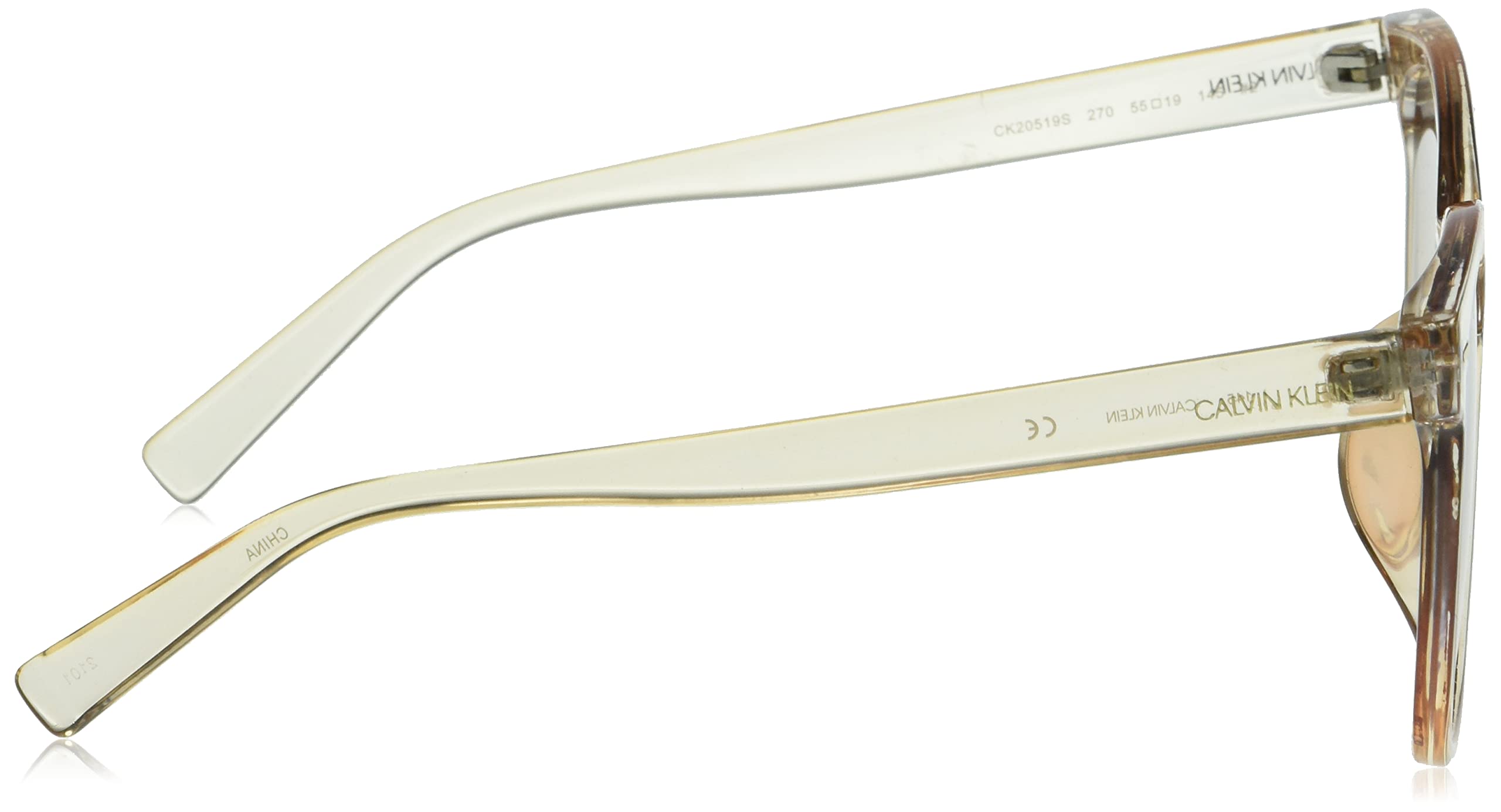 Calvin Klein Women's CK20519S Square Sunglasses, Crystal Beige, 55/19/145
