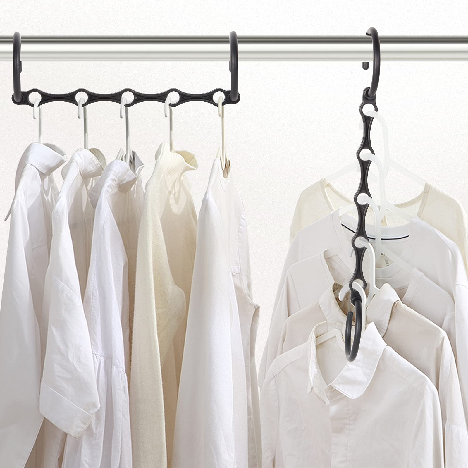 ZEDODIER Space Saving Hangers,Magic Hangers 10 Pack Sturdy Plastic Closet Space Saver Closet Organizer(Black)