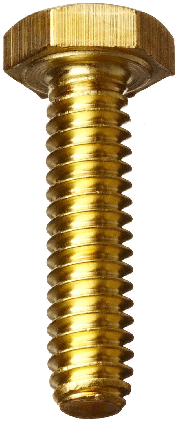 Small Parts Brass Hex Bolt, Plain Finish, Hex Head, External Hex Drive, Meets ASME B18.2.1, 3-1/2" Length, Partially Threaded, 3/8"-16 UNC Threads (Pack of 5)