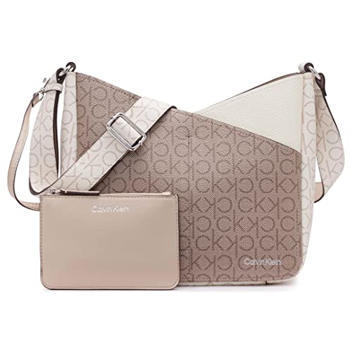 Calvin Klein Zoe Crossbody, Almond/Taupe/Vanilla/Khaki/Cherub White Logo