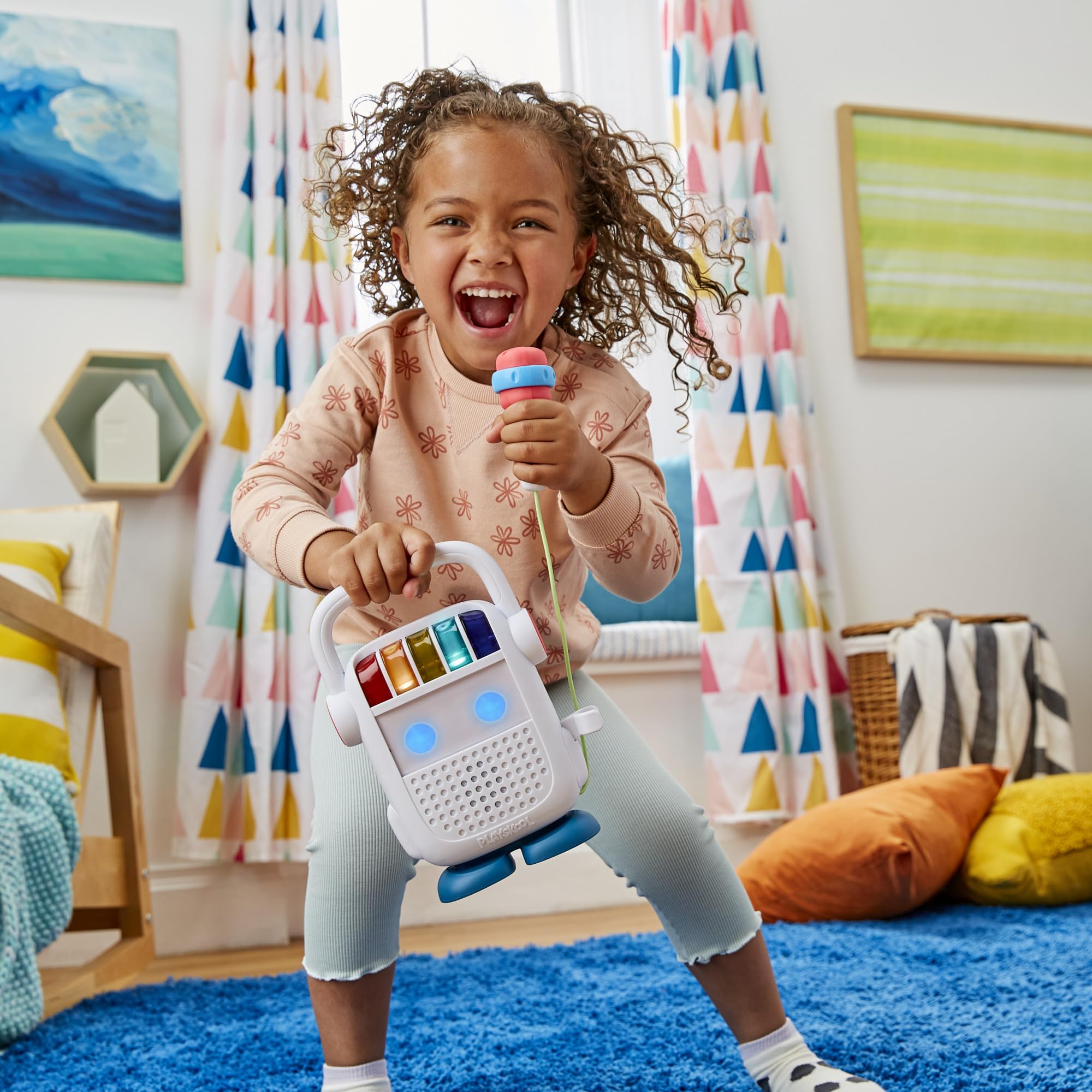 Playskool Rock n’ Roll Bot, Kids Bluetooth Speaker and Voice Changing Karaoke Microphone Toy, Ages 3 and Up (Amazon Exclusive)