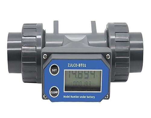 Flow Control Meter DN25-DN80 Water Flow Meter, LCD Digital Display Flowmeter, PVC Pipe Liquid Water for Farm Garden Irrigation Used in Petroleum,Food, Etc.(DN50 Without Cable)