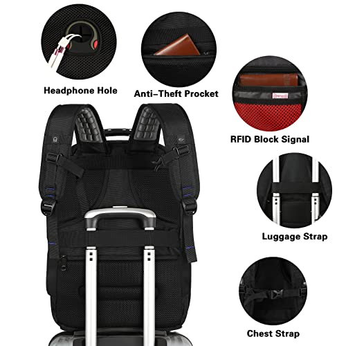 Jiefeike Travel Laptop Backpack, 17.3inch Extra Large for Men Women,Basketball Backpack with USB Charging Port RFID Anti Theft TSA Approved,School College Student Bag