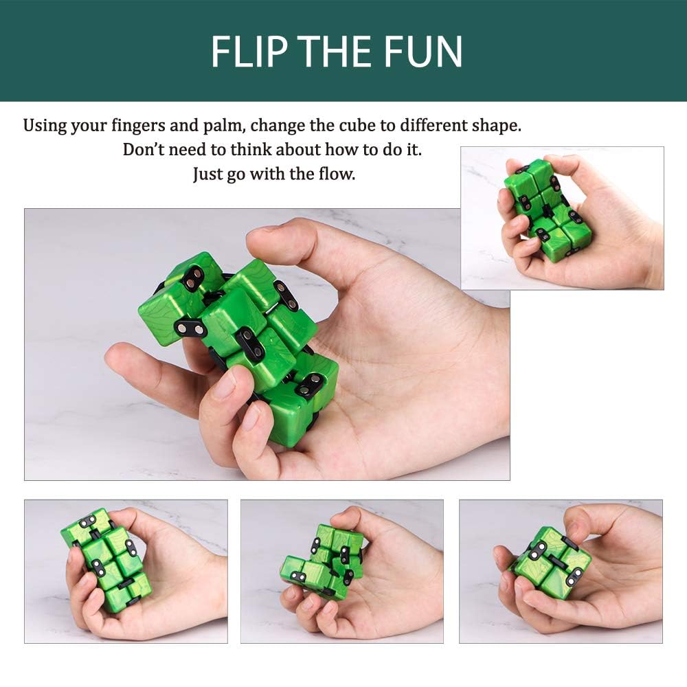 QIYI Little Golden Elephant Upgraded Infinity Cube Fidget Toy,Cool Mini Gadget Best for Stress and Anxiety Relief and Kill Time, Special Designed Texture Artistic and Fashion(Emerald Green)