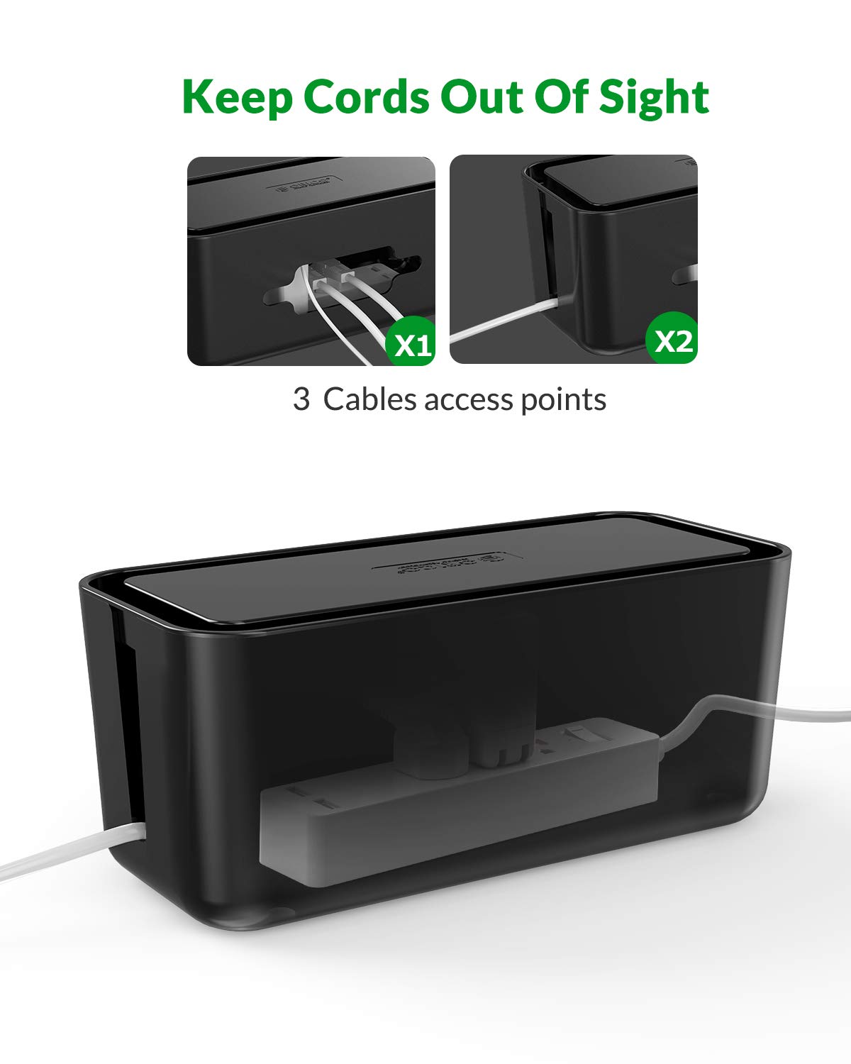 Cable Management Box, ORICO Cable Organizer Box with Phone Stand, 16.9 x 7.1 x 6.3 Inches Wire Cable Hide Box for Power Strips, Surge Protectors, Chargers, Adapters - Extral Large