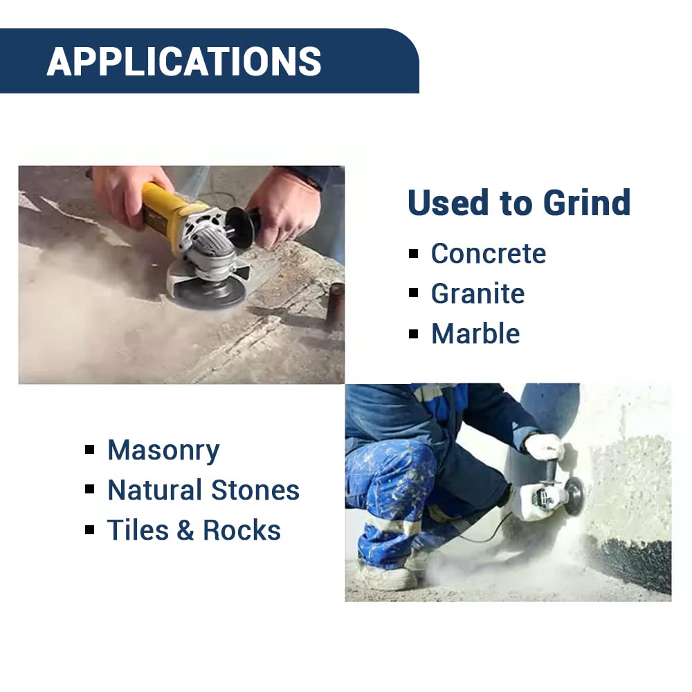 Benchmark Abrasives 4โ Threaded T-Type Diamond Grinding Cup Wheel for Angle Grinder with 5/8"-11 Arbor Hole Use on Concrete, Granite, Marble, Masonry, Natural Stone (4โ)