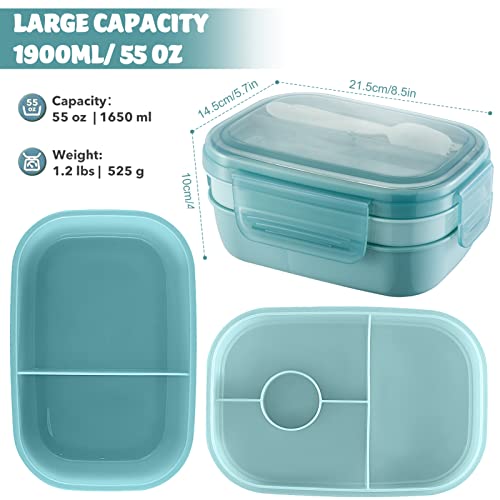 Landmore 4 Pack Bento Lunch Box, 3 Compartment Meal Prep Containers Lunch Box for Adult, Wheat Straw - Durable BPA Free Eco-Friendly Reusable Food Storage Containers, Suitable for Work, Travel