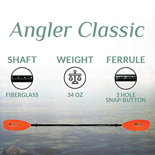 Bending Branches Angler Classic 2-Piece Snap-Button Fishing Kayak Paddle; (Black Shaft/Orange Blade - 240 centimeters)