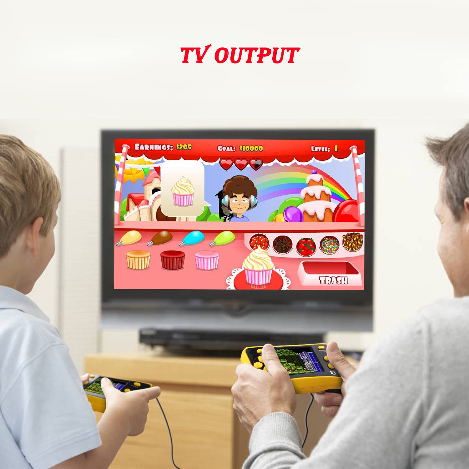 QoolPart Portable Handheld Games for Children, Retro Nostalgia 8 Bit Handheld Game Console with 182 Old School Classic Games, 2.5" TFT Screen Electronic Video Game Player for Boys Girls (Orange)