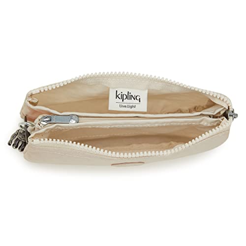 Kipling Women's Creativity Large Pouch, Versatile Cosmetics Kit, Lightweight Nylon Travel Organizer Wallet, Light Sand, 7.25" L x 4.25" H x 0.5" D