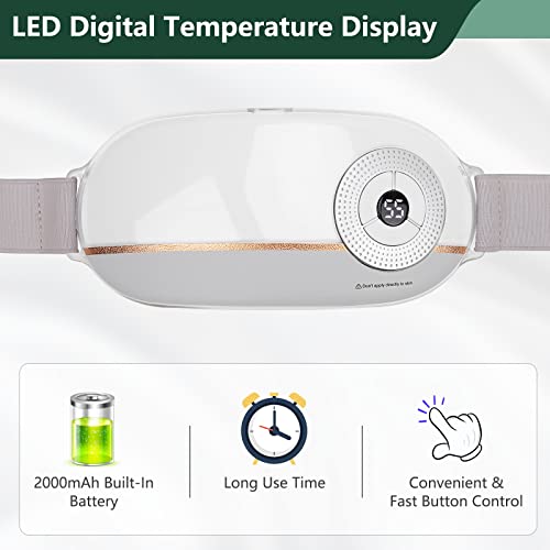 Portable Cordless Heating Pad,Heating Pad 5s Fast Heating,Heating Pads for Cramps with 3 Heat Levels and 3 Massage Modes,Menstrual Heating Pad for Women and Girl (Large-White)
