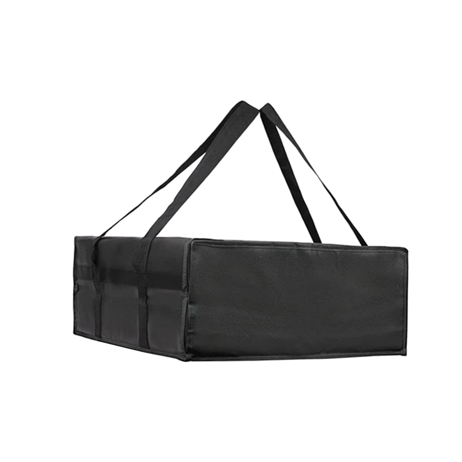 Delivery Pizza Insulated Bag, Portable Pizza Warmer Bag with Double Handles, Waterproof Hot Cold Food Storage Bag for Commercial Catering, Black (Holds 3 Pizza Boxes)
