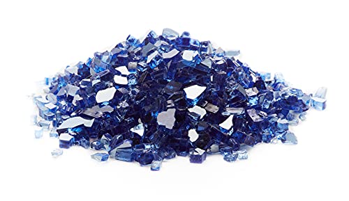 Exotic Fire Glass | Cobalt Blue Reflective Fire Pit Glass | 25 Pound Bag | Small 1/4 Inch Glass Size | Perfect for Any Natural Gas or Propane Outdoor Fire Pit