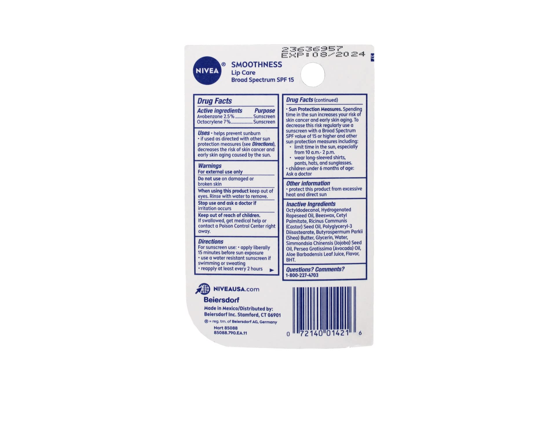 Nivea A Kiss of Smoothness Hydrating Lip Care SPF 15-0.17 oz