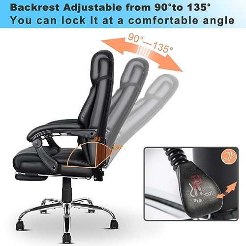 jamege Kneading Massage Executive Office Chair, 3D Back Massage Heated Office Chair, Heating Massage Office Chair with Reclining Backrest, Footrest & Height Adjustment