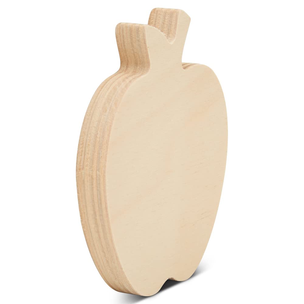 Chunky Wooden Apple Cutouts 4-inch x 3-3/8-inch, Pack of 2 Autumn Apples for Crafts, Fall Tray Decor & Classroom Decor, by Woodpeckers