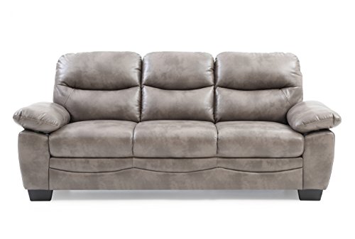 Glory Furniture Upholstered Sofa, Gray Faux Leather