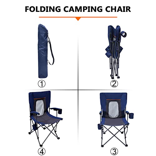 PORTAL Comfortable Portable Lawn Lightweight Foldable Outdoor Camp Chair for Adults, Supports up to 300 lbs, Blue