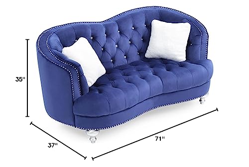 Glory Furniture Jewel Velvet Loveseat in Blue