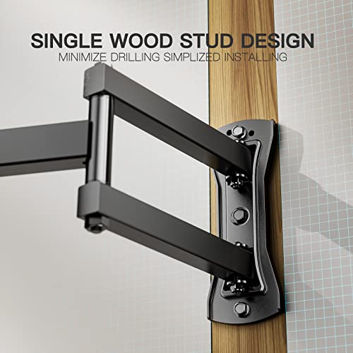 Pipishell TV Wall Mount Full Motion for Most 26-55 Inch TVs, Wall Bracket TV Mount with Articulating Swivel Tilt Leveling Holds up to 66lbs Max VESA 400x400mm for LED LCD OLED 4K Flat Curved Screen
