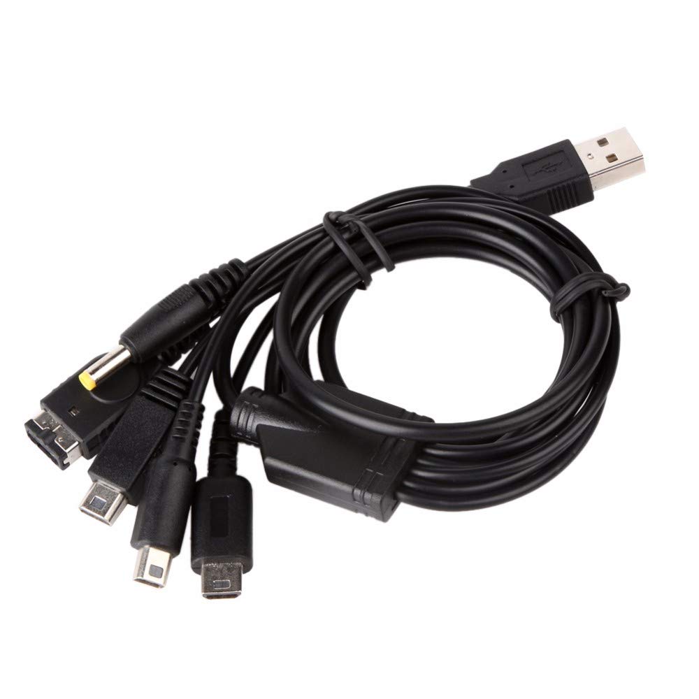 Skywin 5 in 1 USB Charger Cable for Nintendo - Multi System Nintendo DSi Charger Cable Compatible with Nintendo NDS Lite, Wii U, 3DS, 2DS, PSP 1000, 2000, 3000, GBA SP - Charge All with One Cord