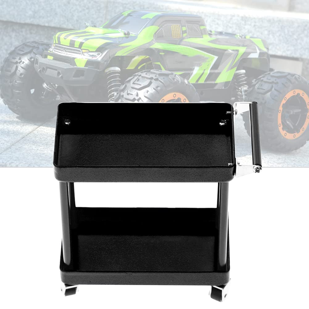 Cart Shelf, 2 Tier Metal Tools Trolley Superb Craftsmanship Easy To Assemble and Disassemble for Placing Bolts,Screws(black)
