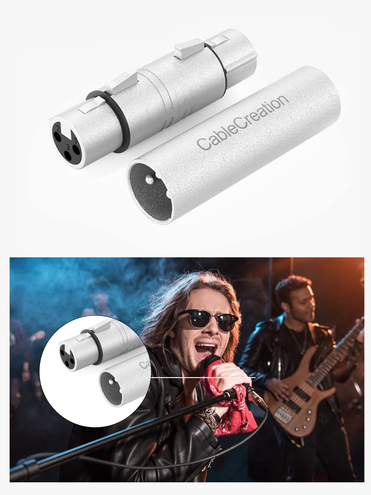 CableCreation [2-Pair XLR Male to Male & XLR Female to Female 3PIN Adapter Connector Compatible with Microphone,Mixer,Silver