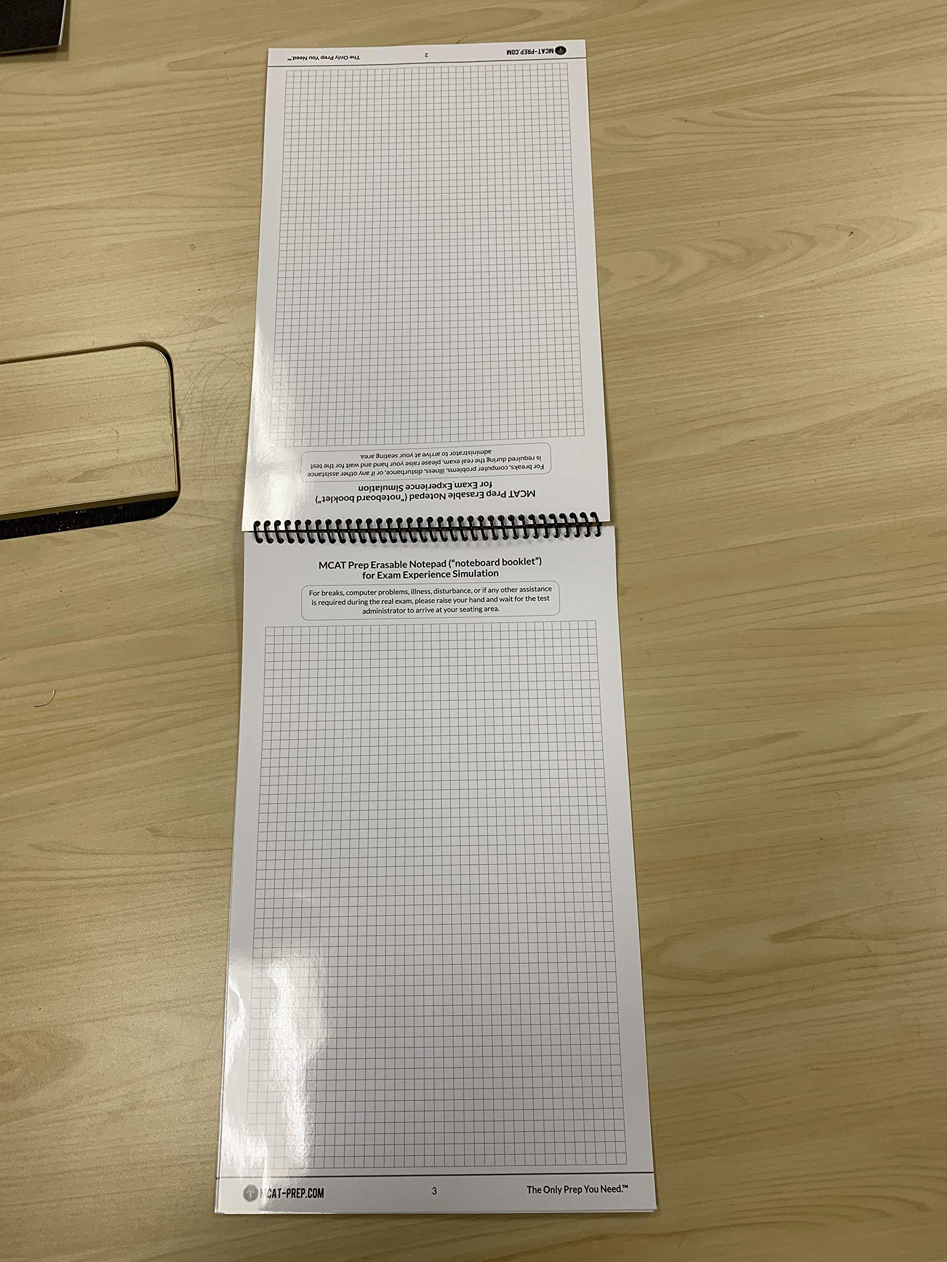 MCAT Prep Erasable Notepad/Whiteboard (noteboard booklet) with Staedtler Marker for Exam Experience Simulation